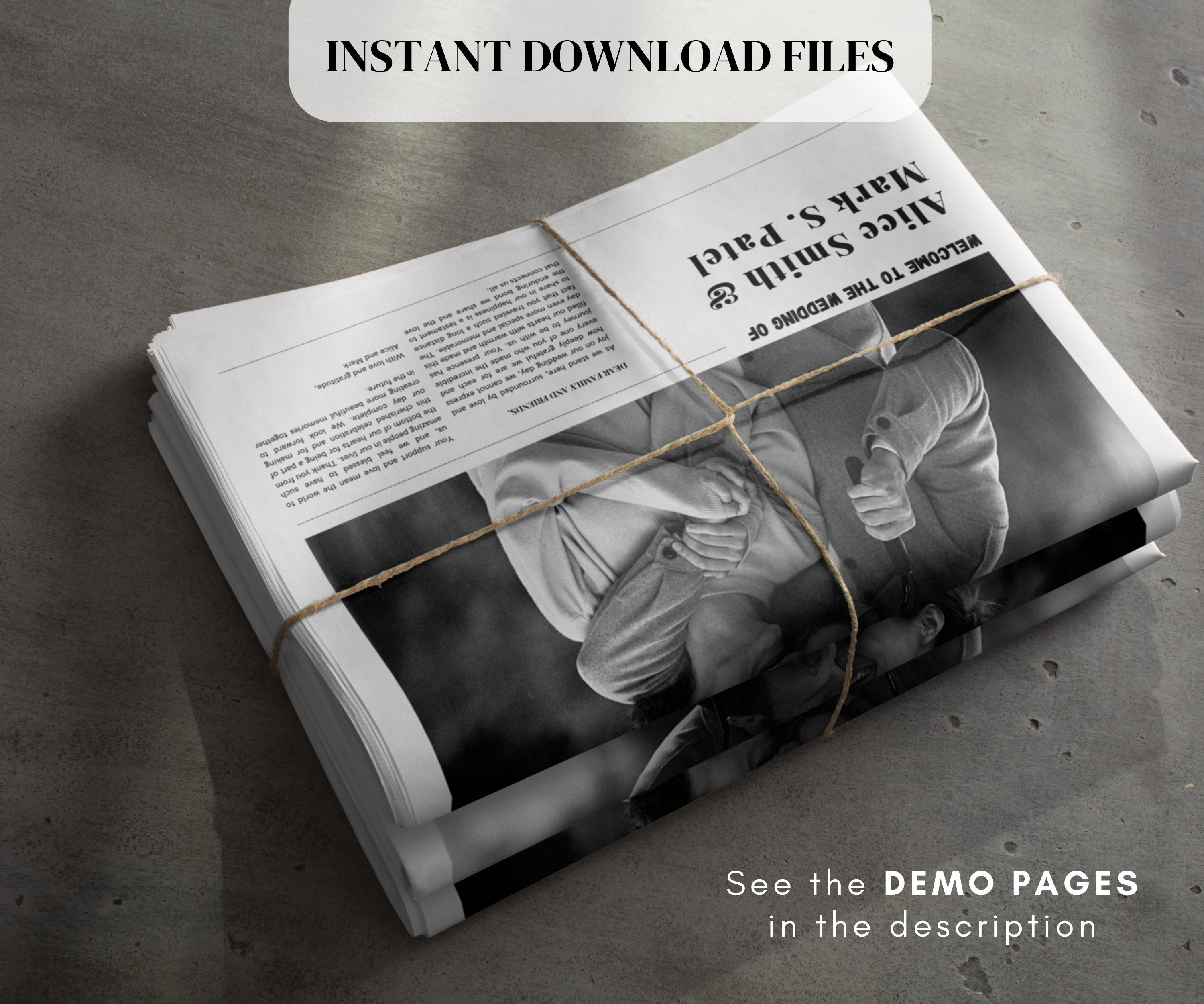 Large Wedding Newspaper Template Printable Wedding Programs Canva ...