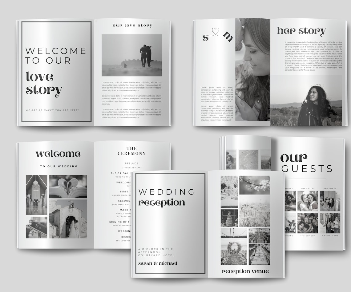 Wedding Program Magazine Wedding Magazine Template Canva - Etsy