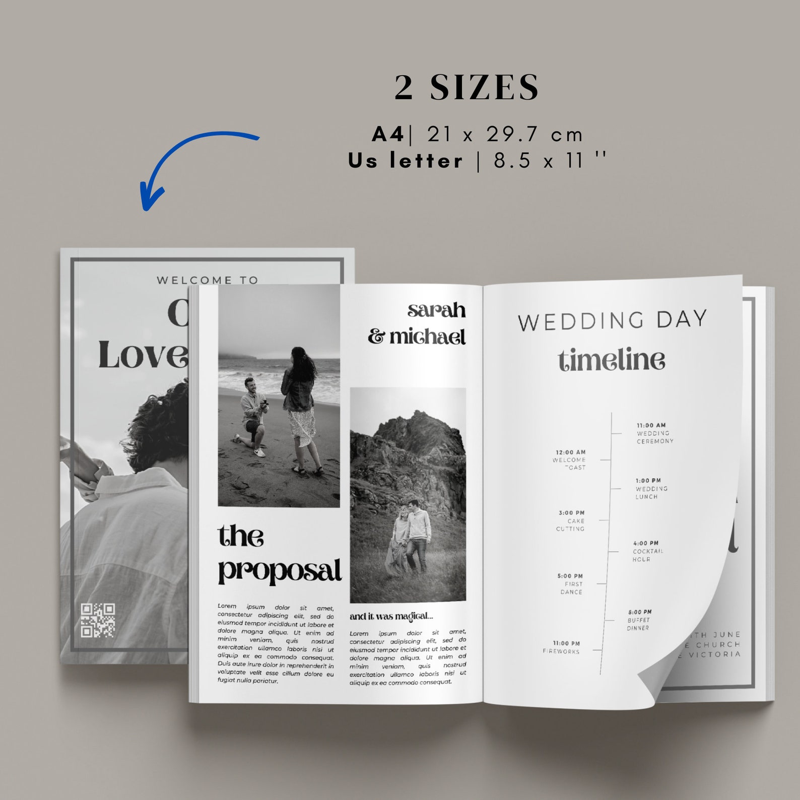 Wedding Program Magazine, Wedding Magazine Template Canva, Seating ...