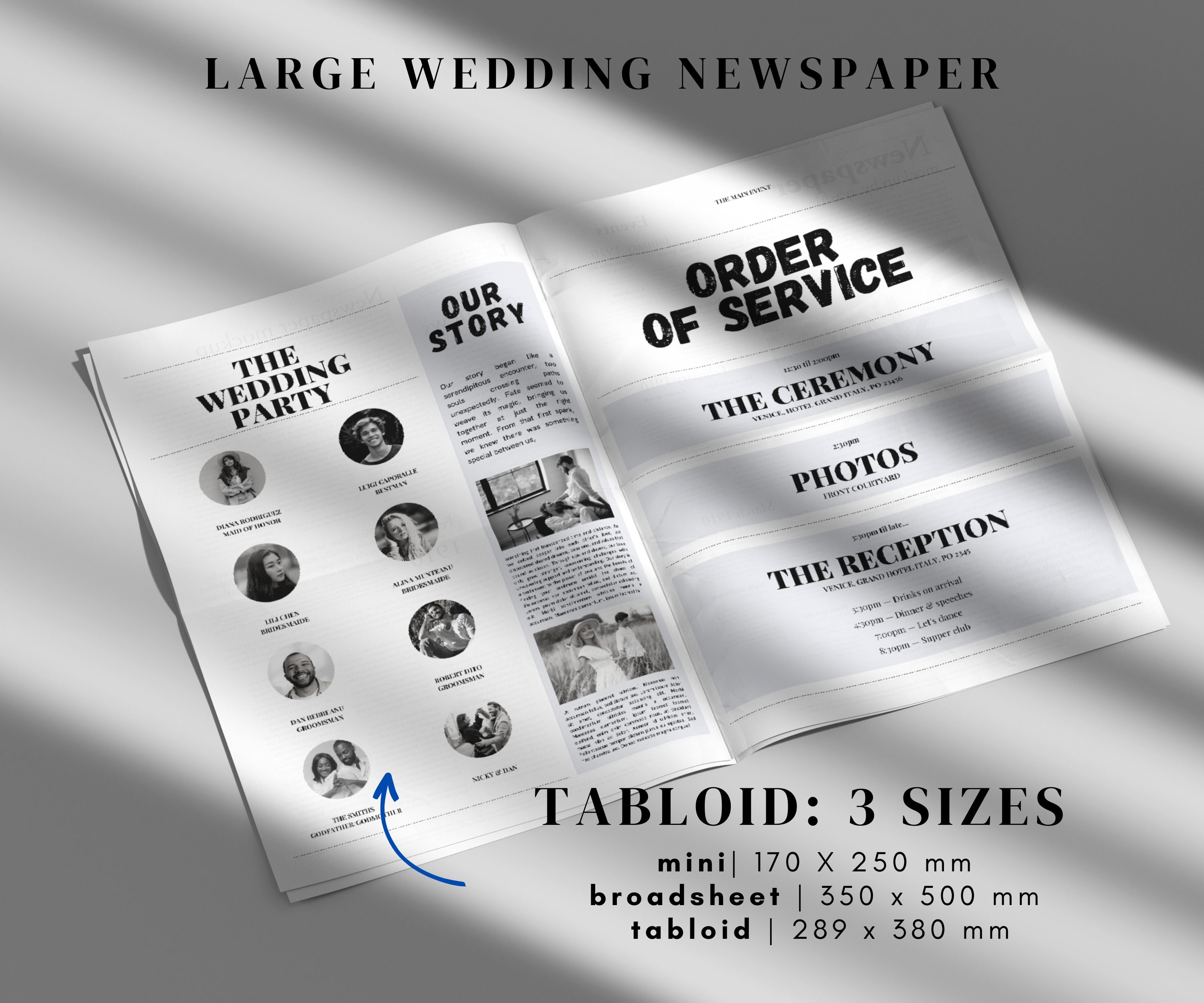 Large Wedding Newspaper Template Printable Wedding Programs Canva ...