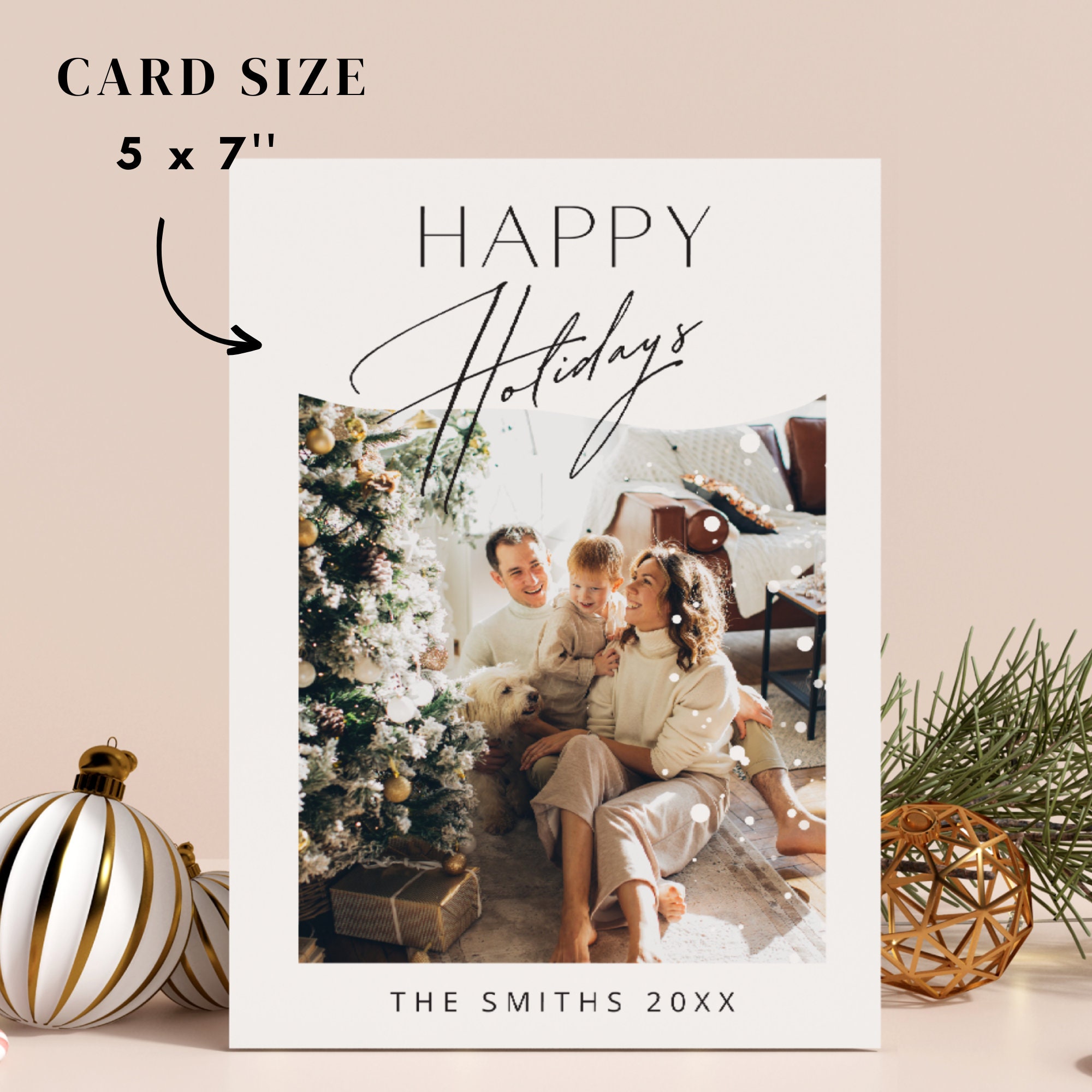 Printable Christmas Card Template, Holiday Personalized Photo Cards ...