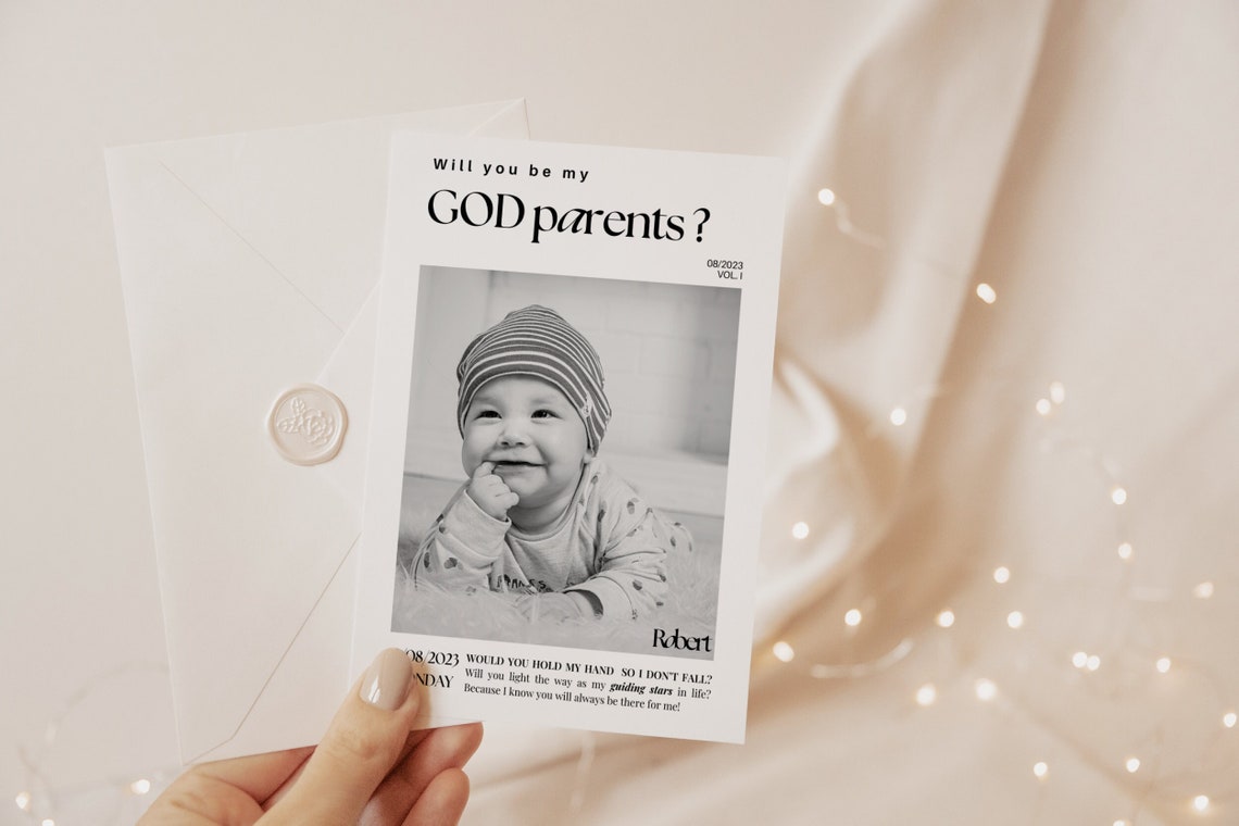 Godparent Proposal Card Template Will You Be My Godmother Proposal Card ...