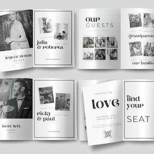 Wedding Program Magazine, Wedding Magazine Template Canva, Seating ...