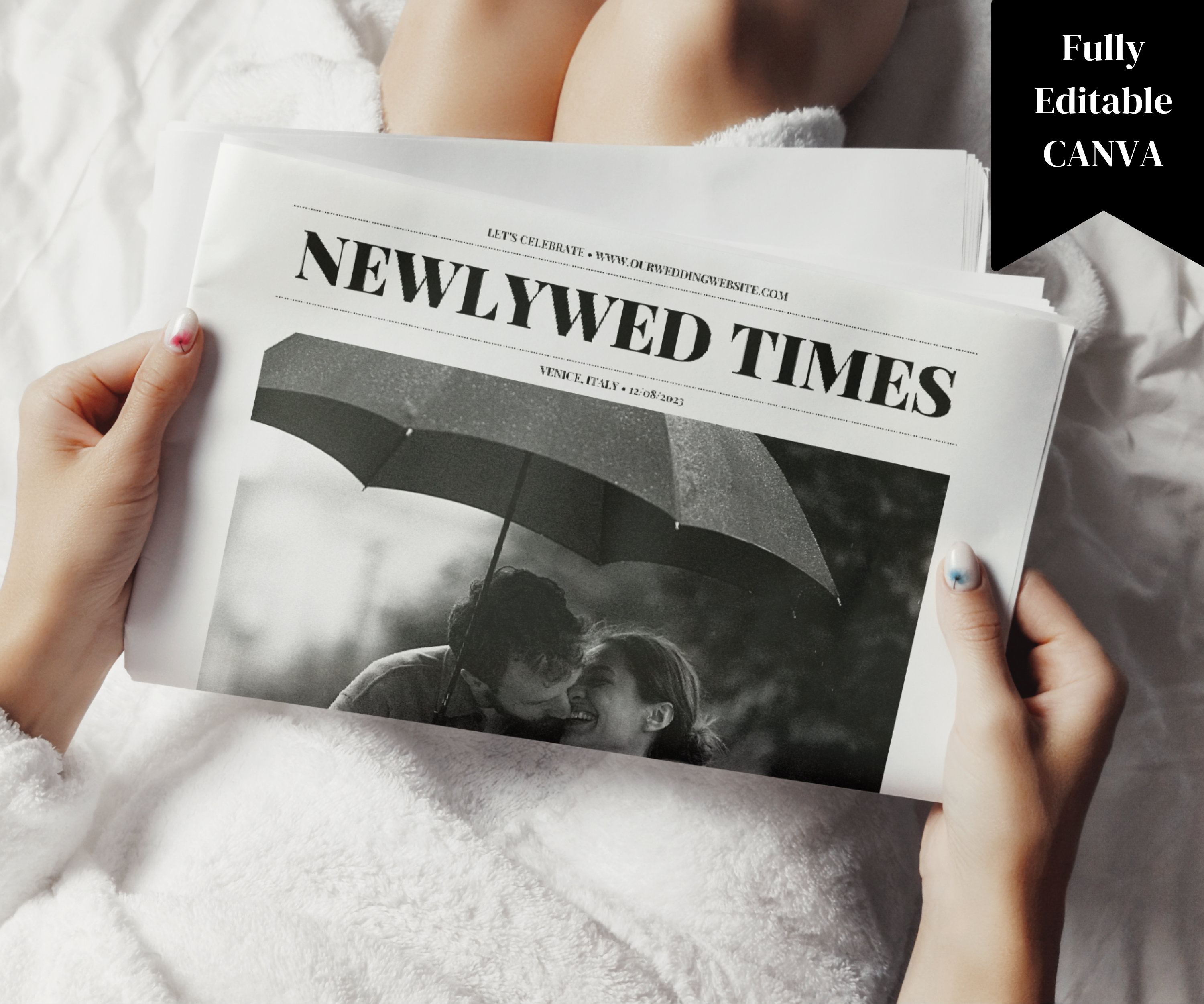 Large Wedding Newspaper Template Printable Wedding Programs Canva ...