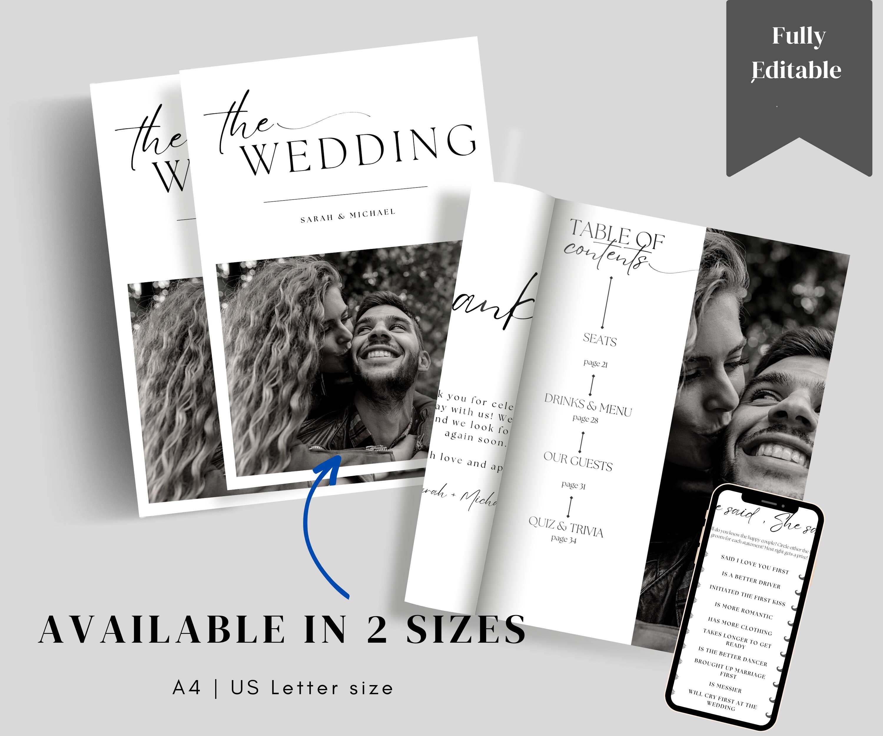30 Pages Wedding Day Magazine Template Canva Seating Chart - Etsy