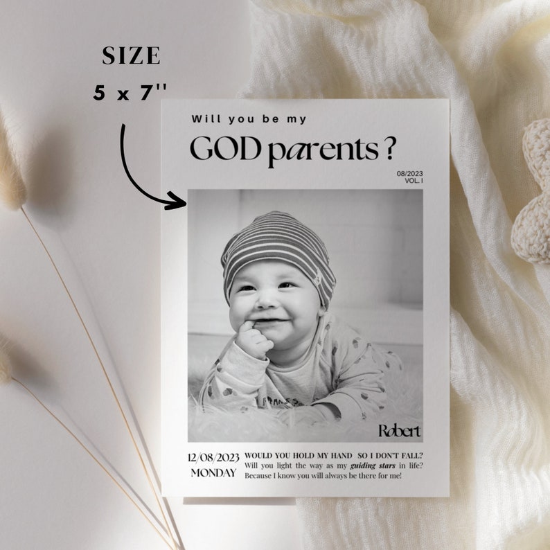 Godparent Proposal Card Template Will You Be My Godmother Proposal Card ...