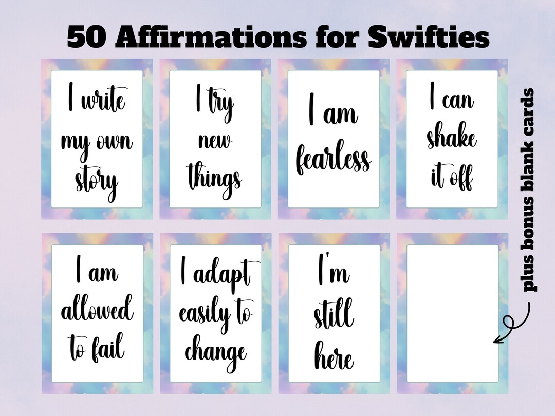 50 Affirmation Cards for Swifties Printable Taylor Swift - Etsy