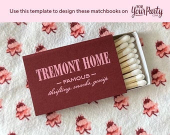 Matchbox Favor Template Digital Personalized Matches for Wedding, Hand ...