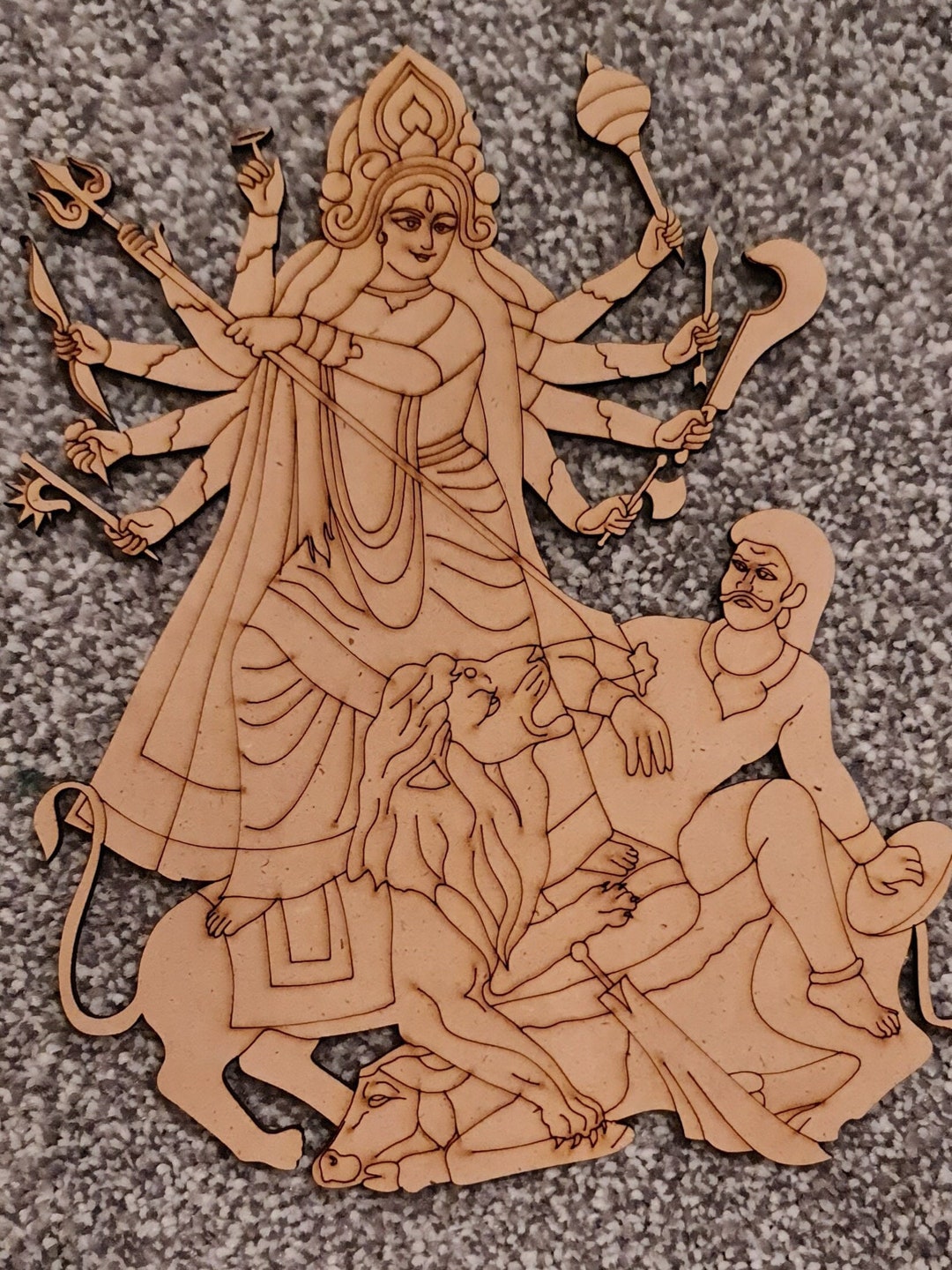 Durga Maa MDF Cutout With Colour Pens & Gems - Etsy UK