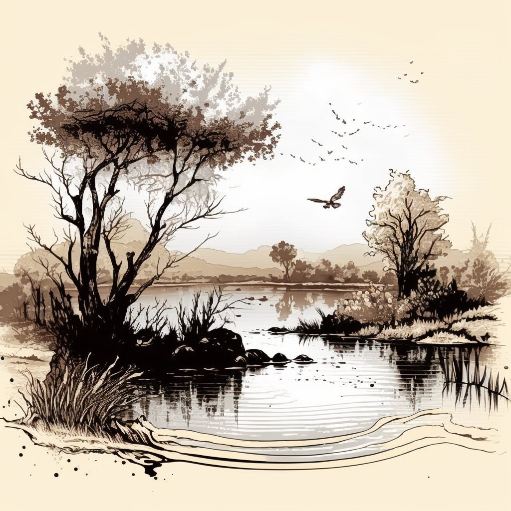 Hand Drawn Water Digital Print - Etsy