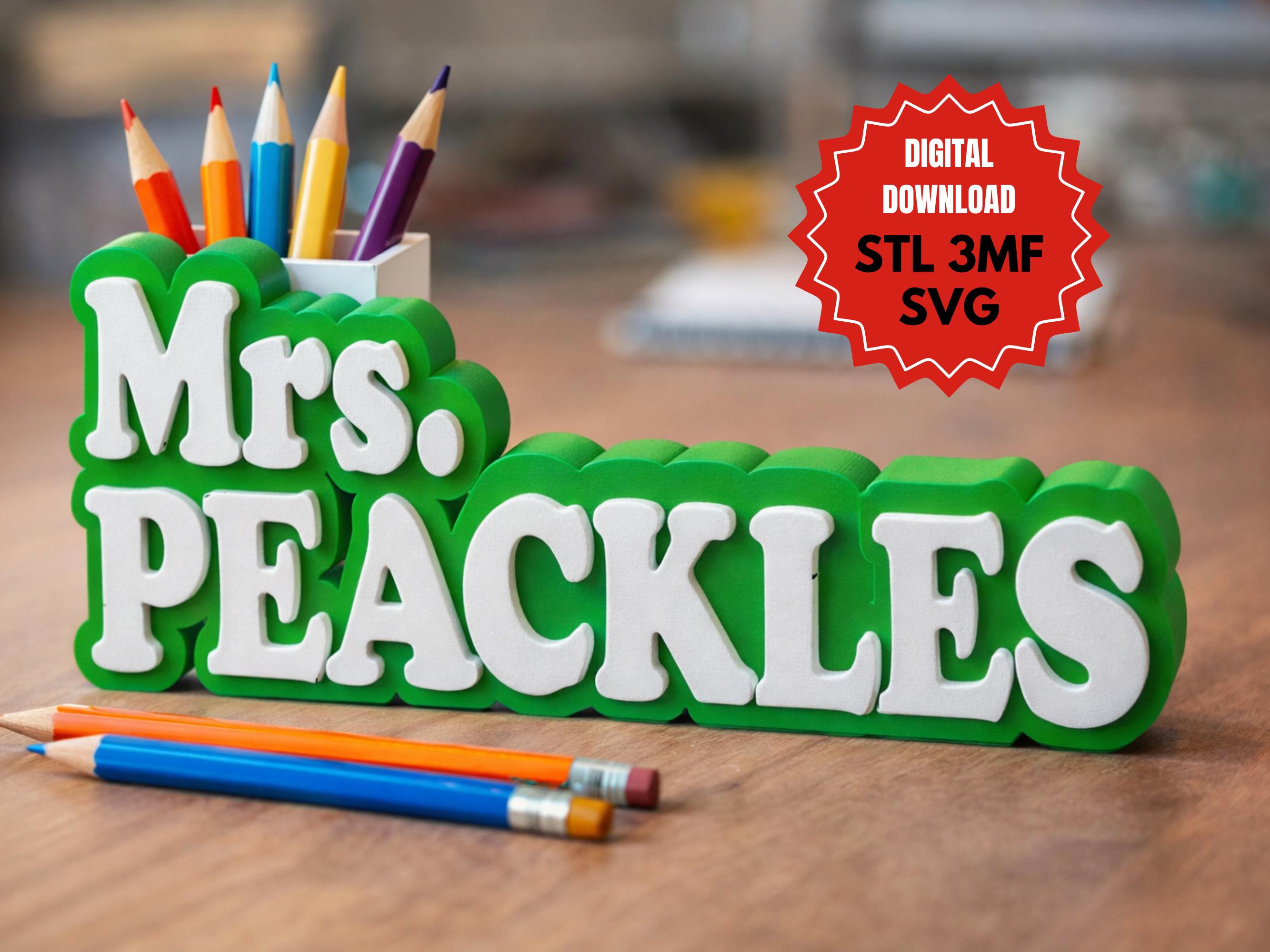 Teacher Desk Name Plate With Pencil Holder (digital Download) - Etsy