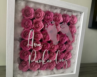 Flower Shadow Box Personalized Shadow Box Heart Flower Box - Etsy