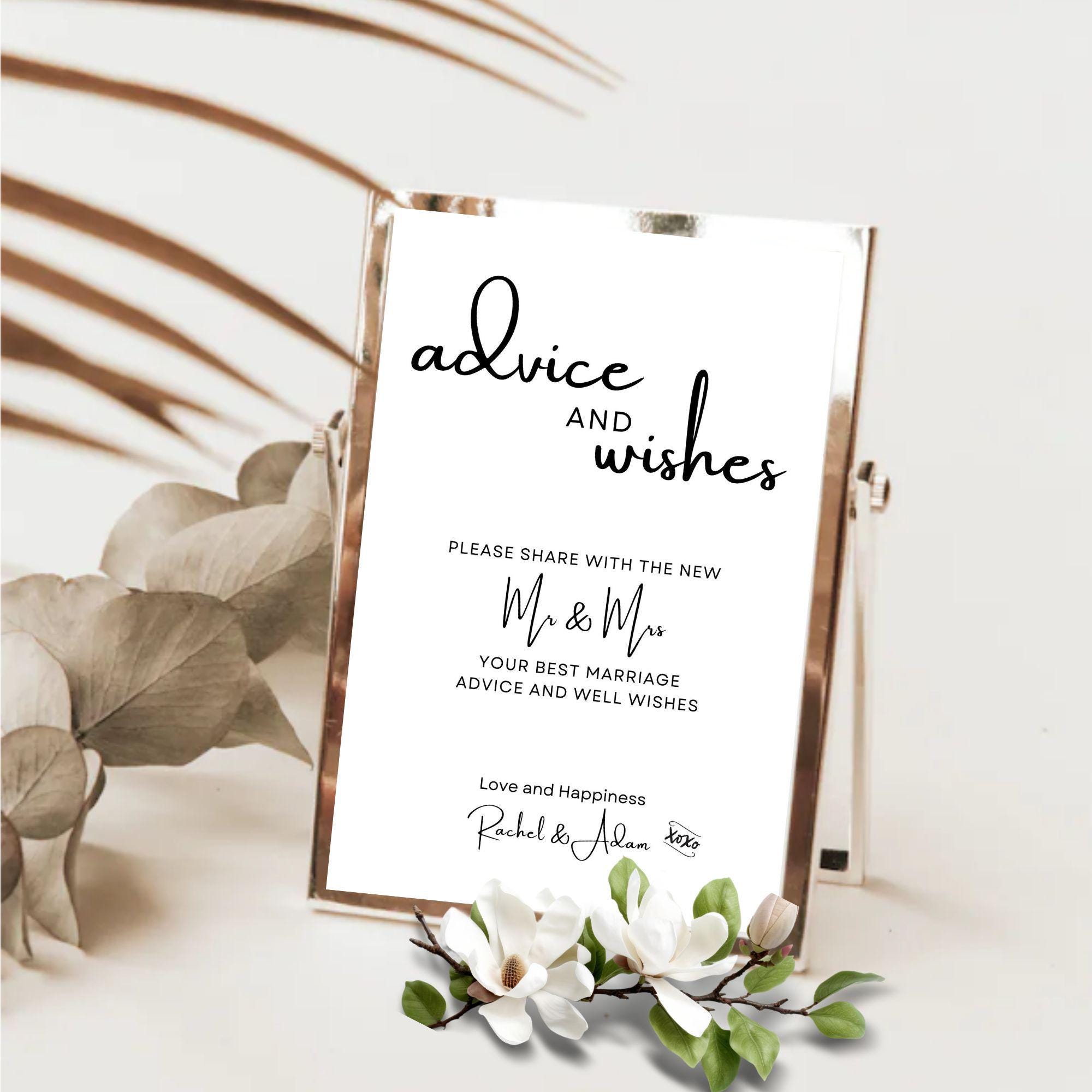 Advice and Wishes Wedding Reception Sign, Leave a Note for the Bride ...