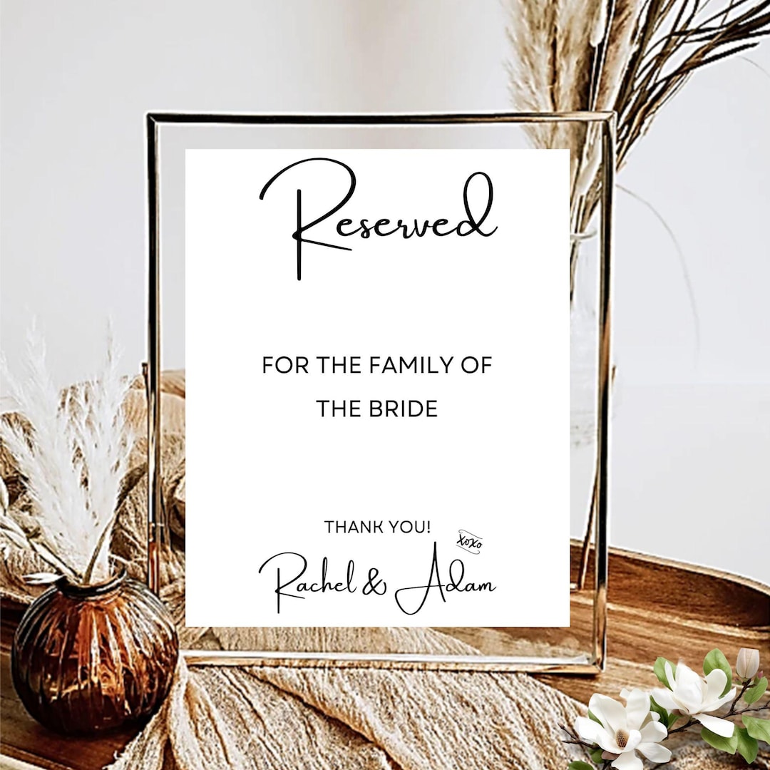 Family of the Bride Wedding Sign, Printable Table Sign, Minimalist DIY ...
