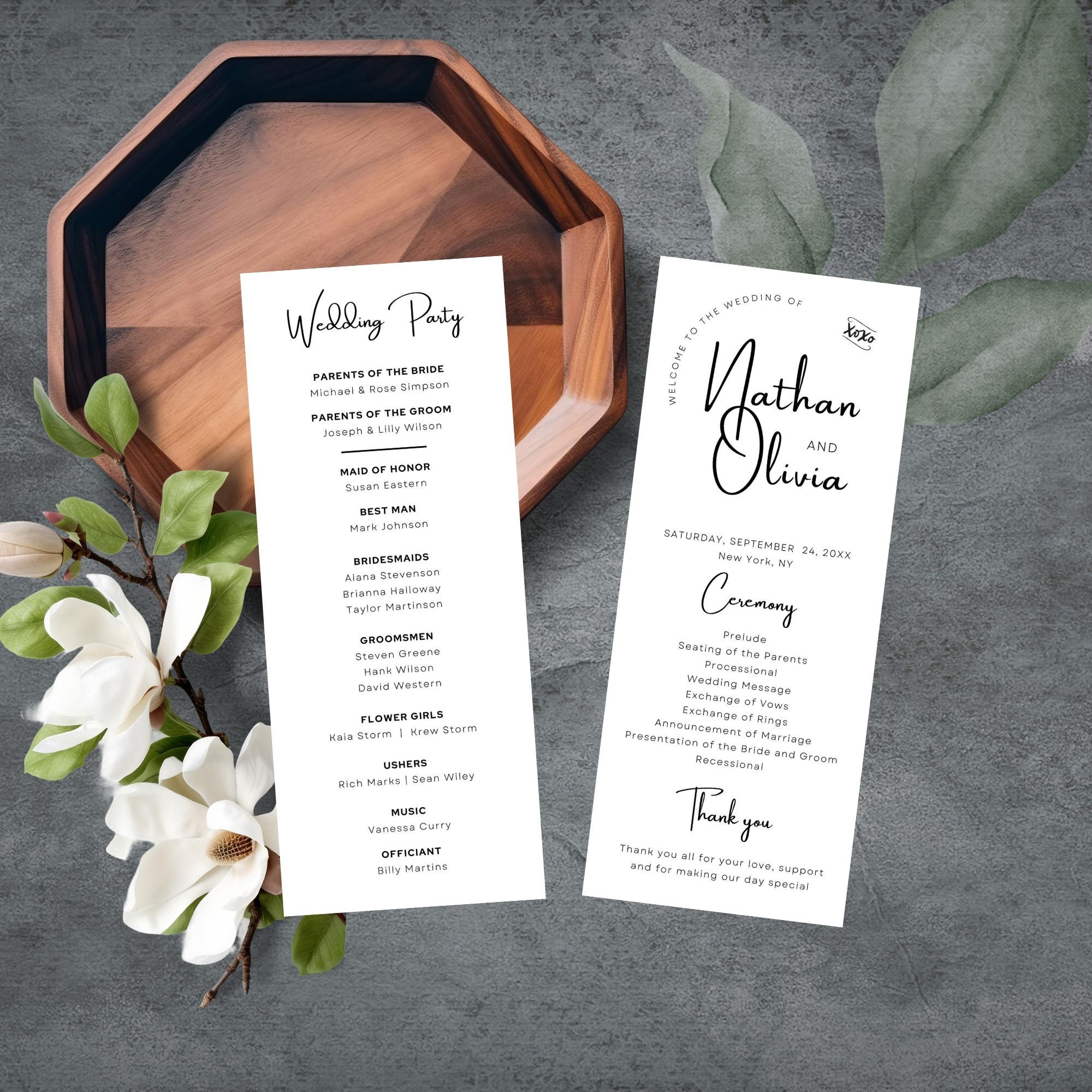 Wedding Program Template Modern Order of Service Simple - Etsy