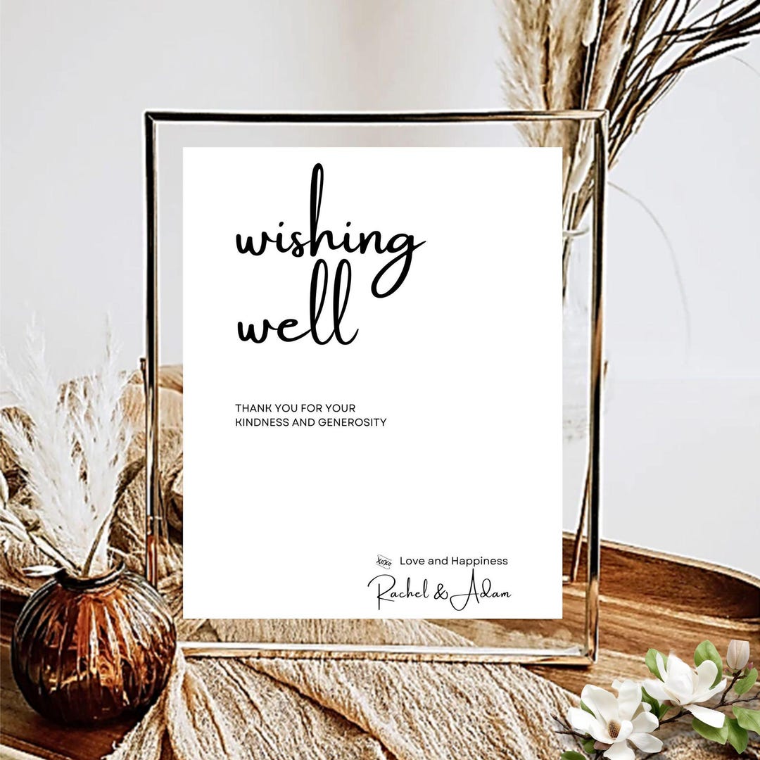 Wishing Well Table Sign, Wedding Honeymoon Fund Printable Sign, Honey ...