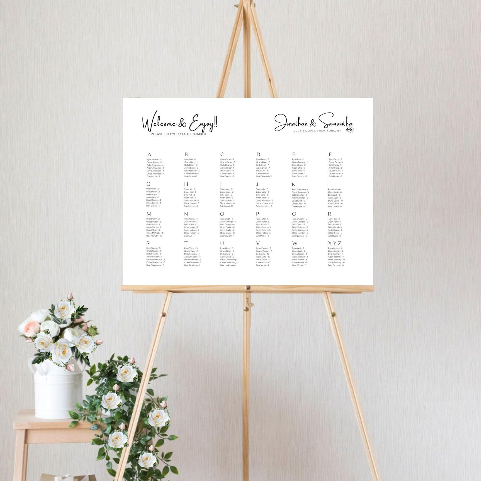 Minimalist Wedding Seating Chart Template, Modern Simple Wedding Plan ...
