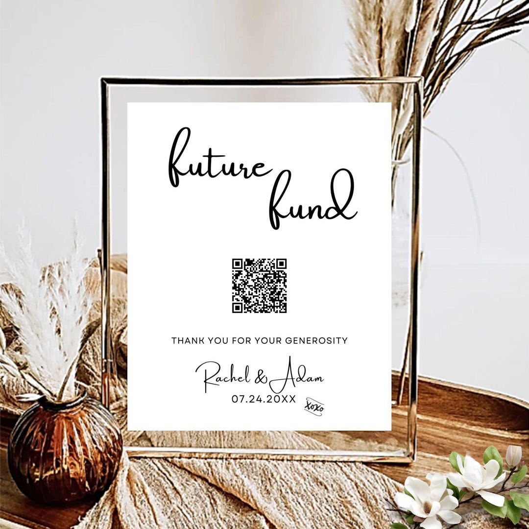 QR Code Future Fund Sign, Printable Template, Classy Modern Wedding ...
