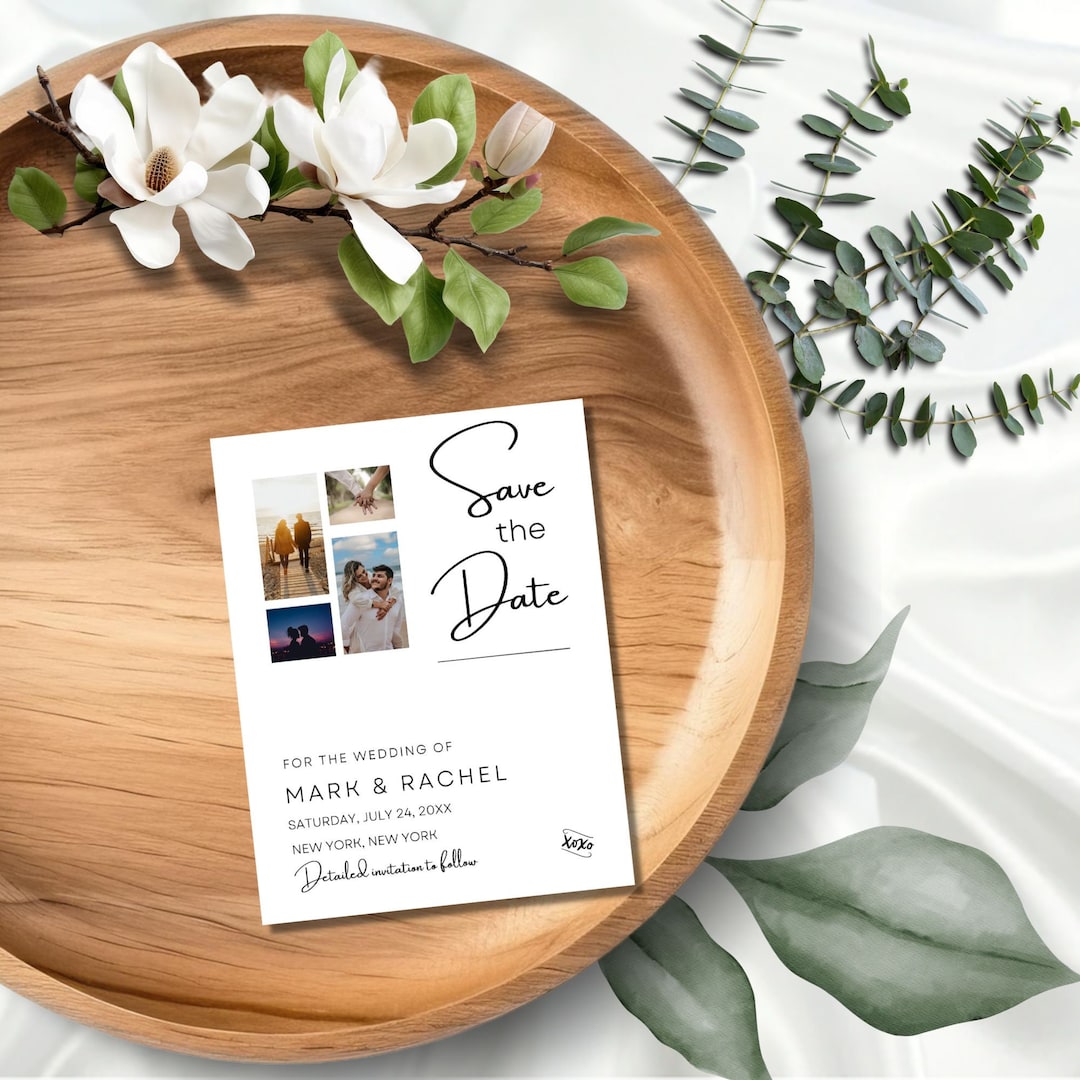 Save the Date Wedding Card With Photo, Printable Invitation & Picture ...