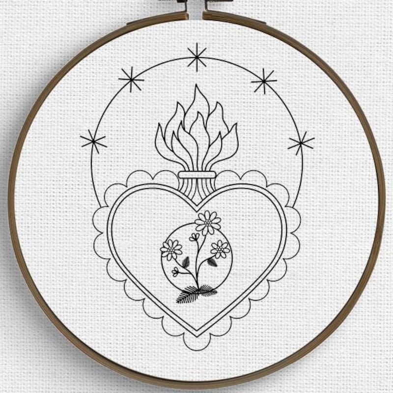 Sacred Heart Embroidery - Etsy