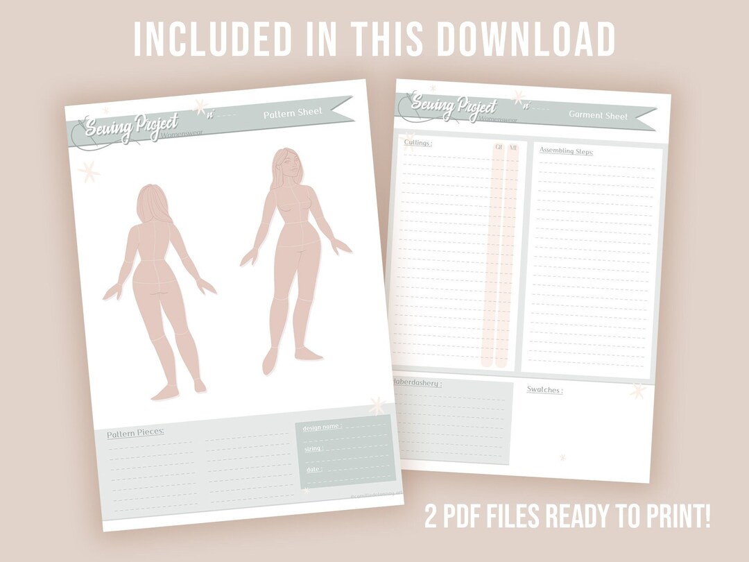 Sewing Planner | Womenswear Template Garment Sewing Project Sheets to ...