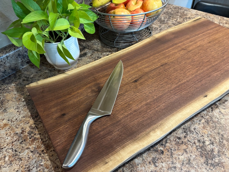 Black Walnut Live Edge Butcher Block-natural 26.5l X 12w X 2d - Etsy