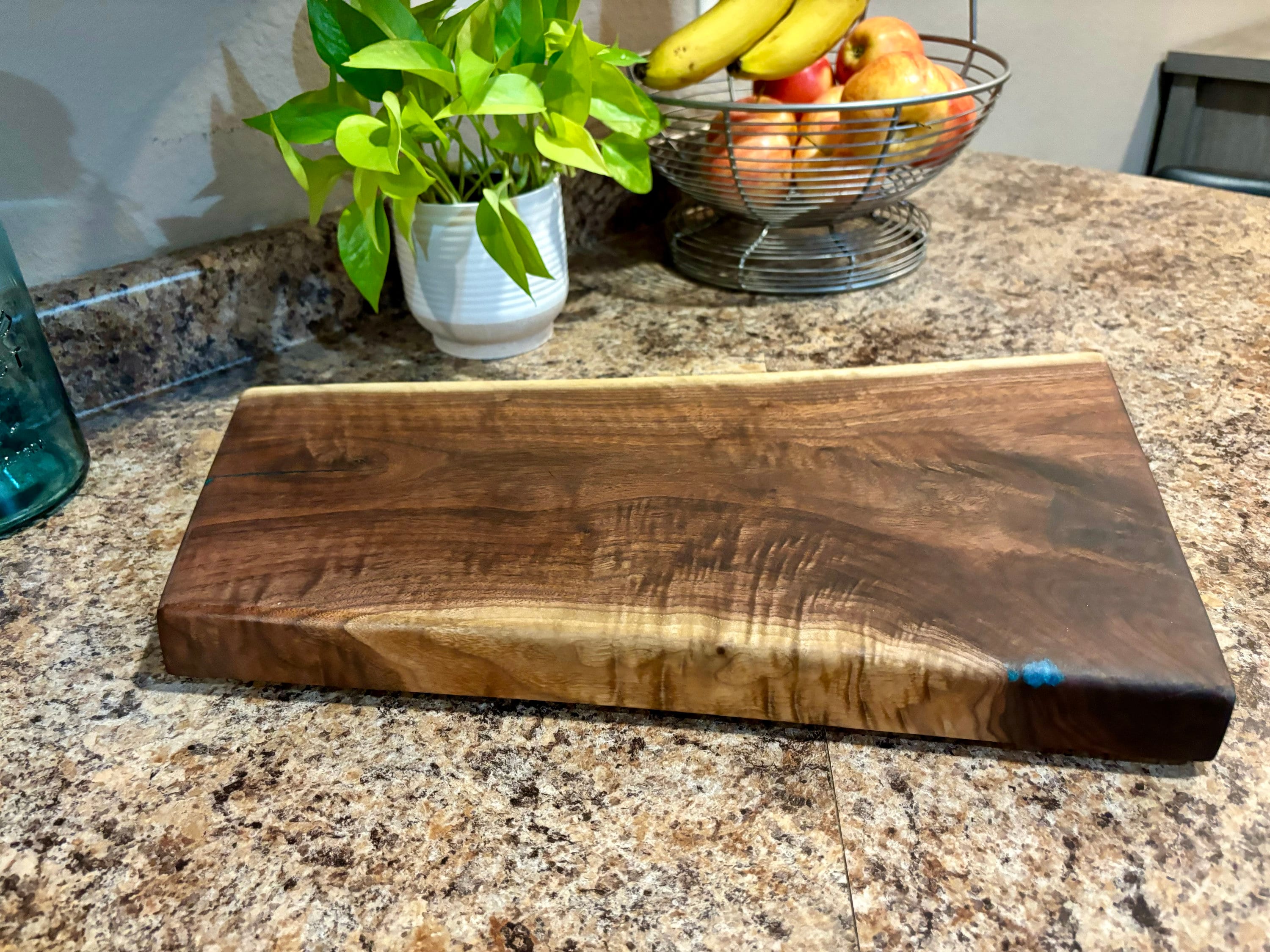 Black Walnut Live Edge Cutting Board-blue Epoxy 1619l X 8-11w X 1.5d - Etsy