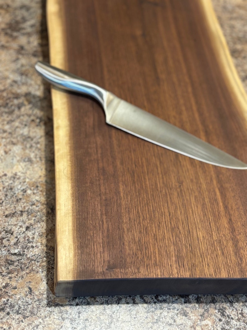 Black Walnut Live Edge Butcher Block-natural 26.5l X 12w X 2d - Etsy