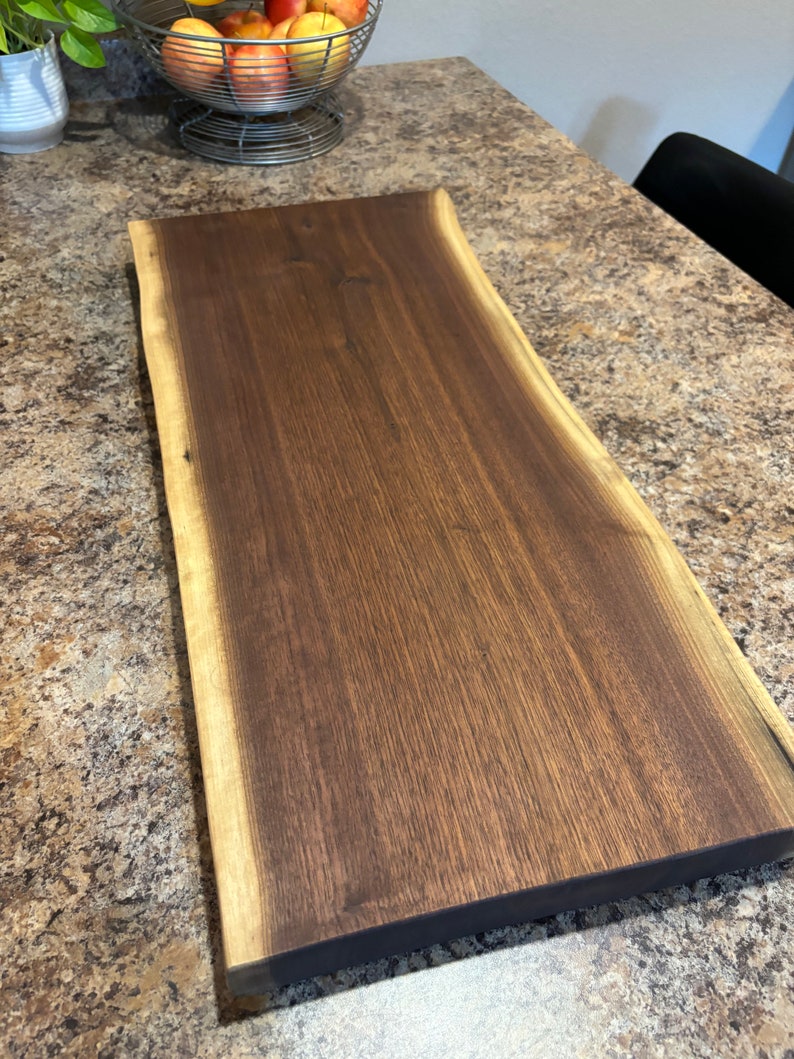 Black Walnut Live Edge Butcher Block-natural 26.5l X 12w X 2d - Etsy