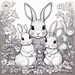 Printable Coloring Page: Springtime Rabbit Family With Flowers - Etsy
