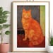 Red Cat Painting, Cat Wall Art, Cat Portrait, Cute Animal Art Print ...