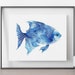 Blue Fish Watercolor Print: Coastal Bathroom Wall Art (digital Download ...