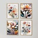 Bright Watercolor Floral Wall Art,4 Pc Botanical Art Prints,gallery ...