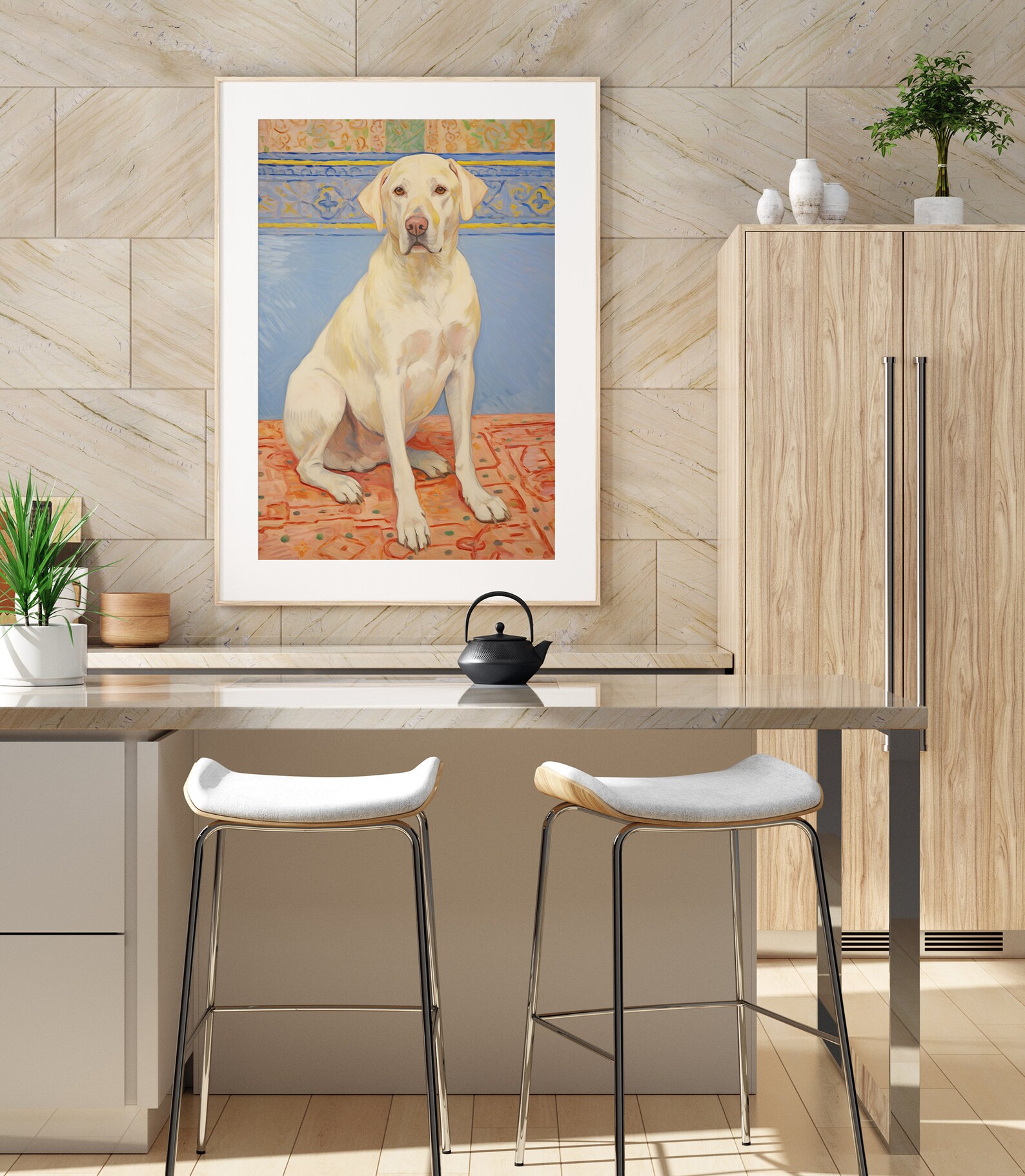 White Labrador Wall Art Print, Dog Painting, Labrador Portrait, Animal ...