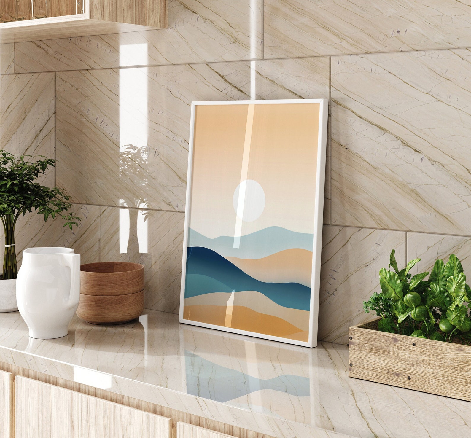 PRINTABLE Boho Wall Art, Western Desert Landscape Print, Mid Century ...