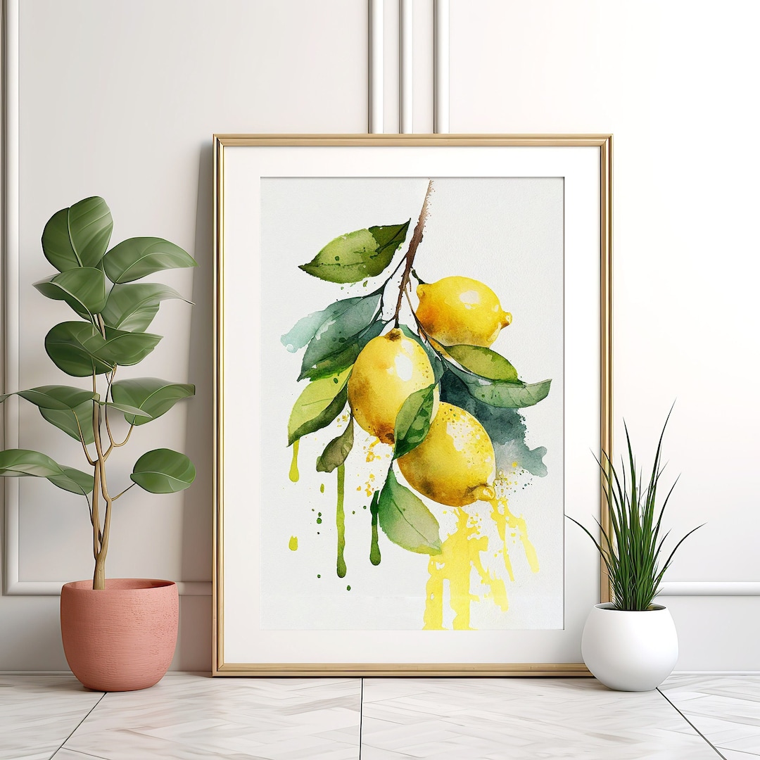 Kitchen Wall Art Kitchen Print Lemon Art for Kitchen Watercolor ...