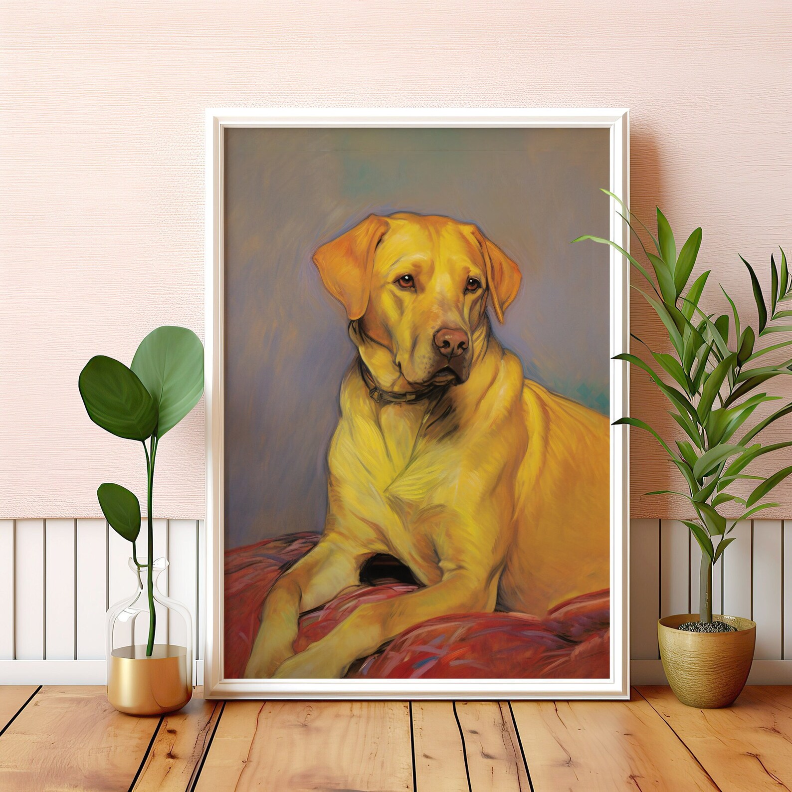 Yellow Labrador Wall Art Print, Dog Painting, Labrador Portrait, Animal ...