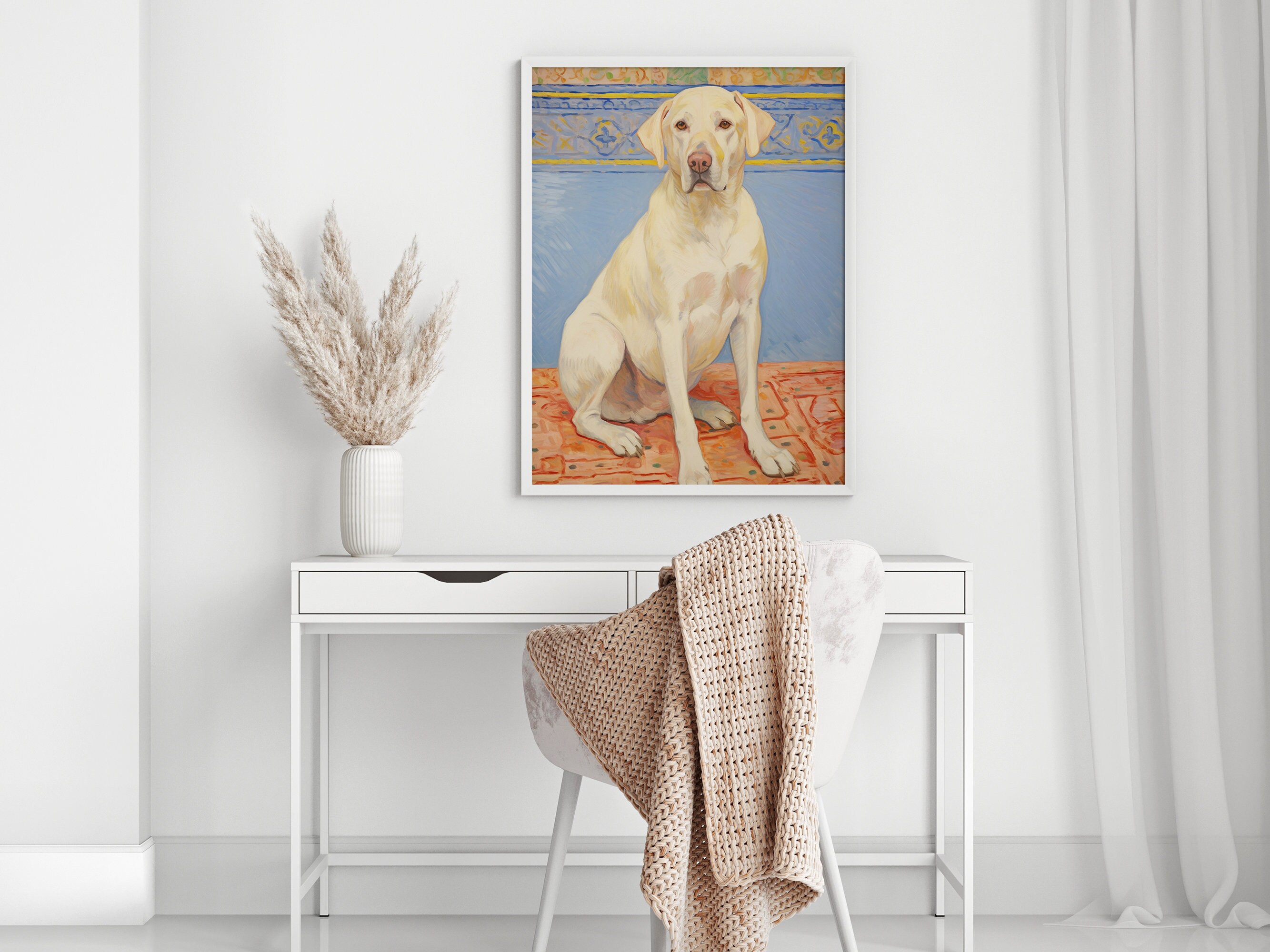 White Labrador Wall Art Print, Dog Painting, Labrador Portrait, Animal ...