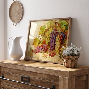 PRINTABLE Kitchen Farmhouse Wall Art Print, Grape Vines Painting ...