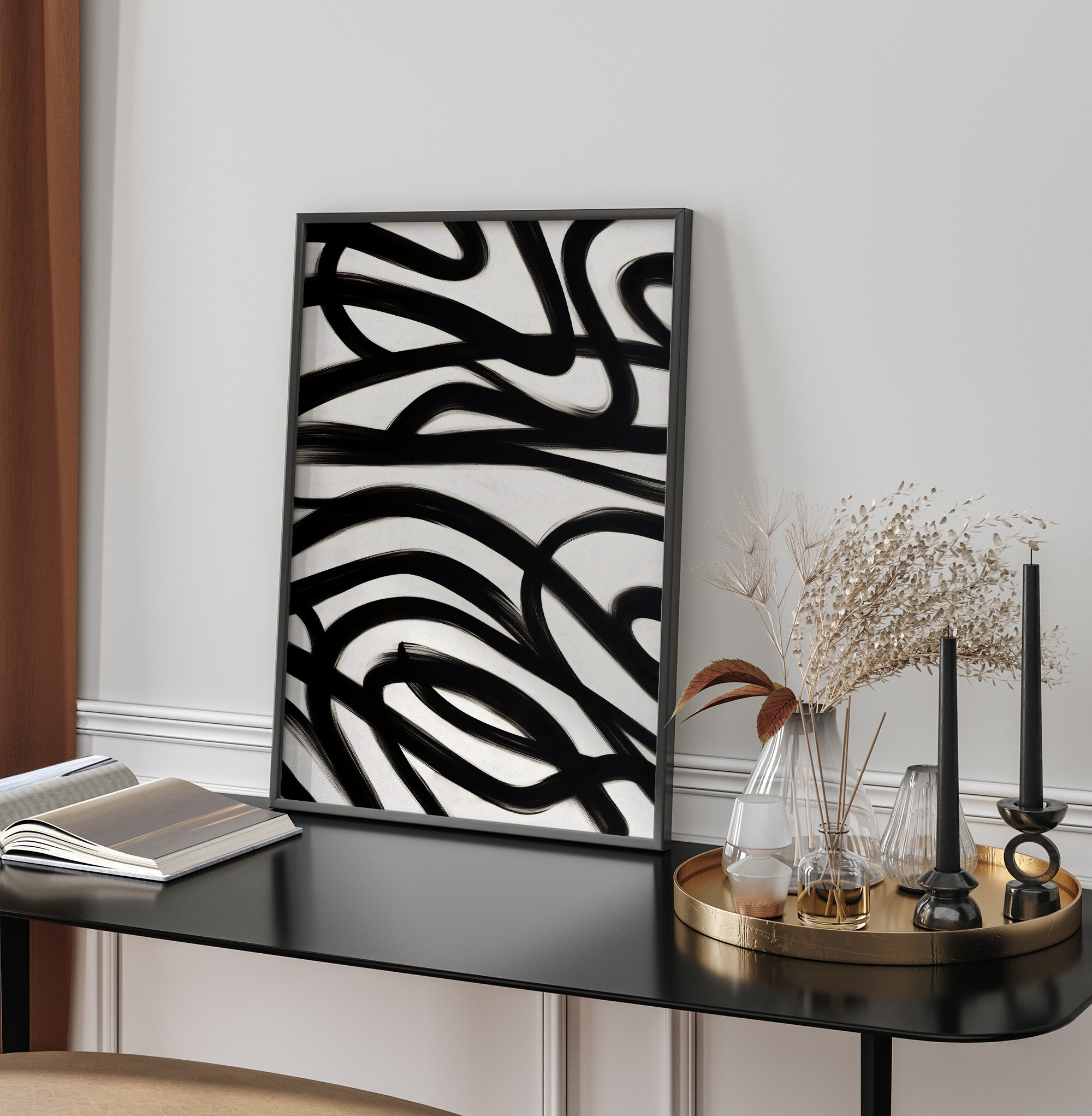 PRINTABLE Black and White Wall Art Print Abstract Poster - Etsy