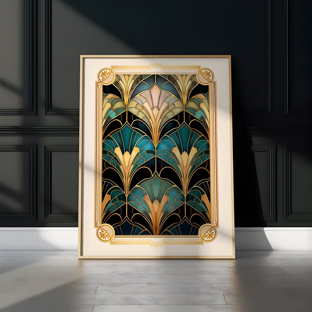Art Deco Wall Art Trendy Print Vintage Style Poster Floral Art Deco ...