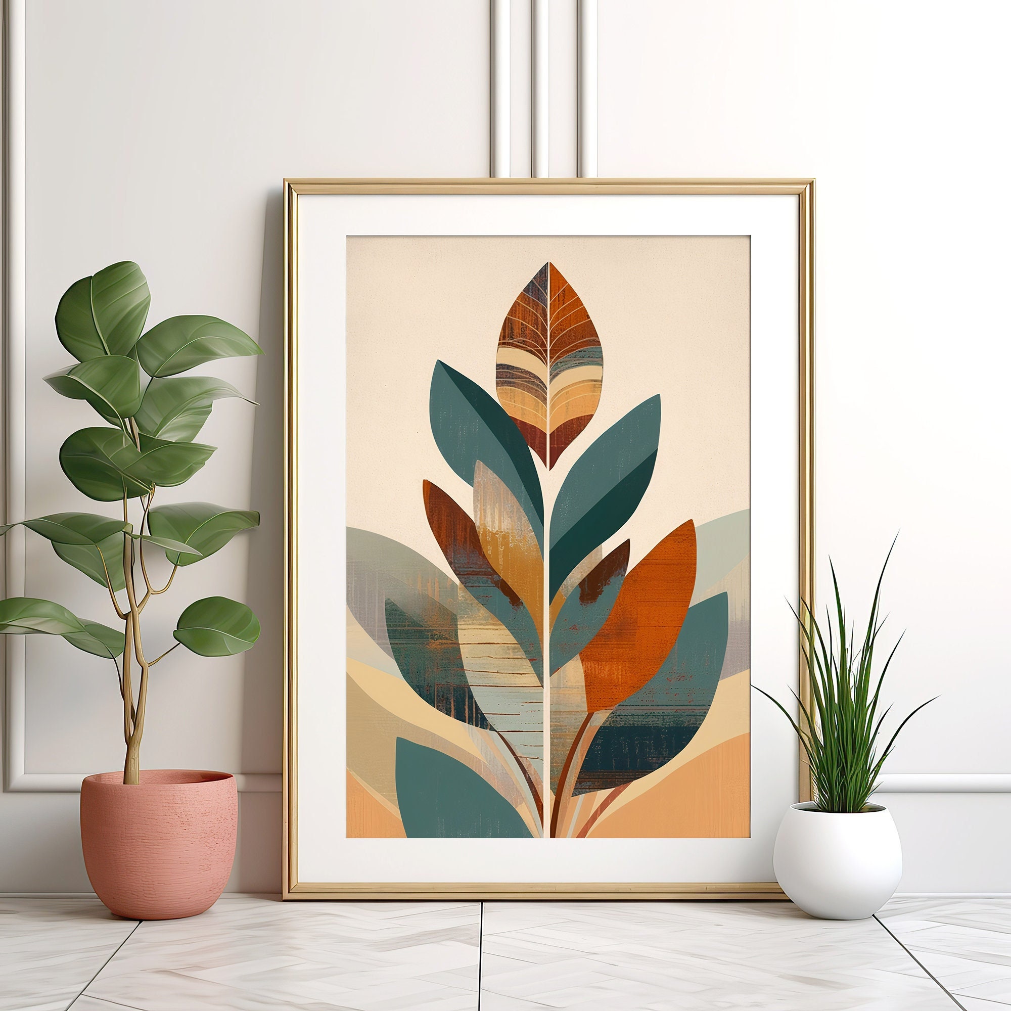 Boho Wall Art Floral, Mid Century Art Print, Modern Wall Decor ...
