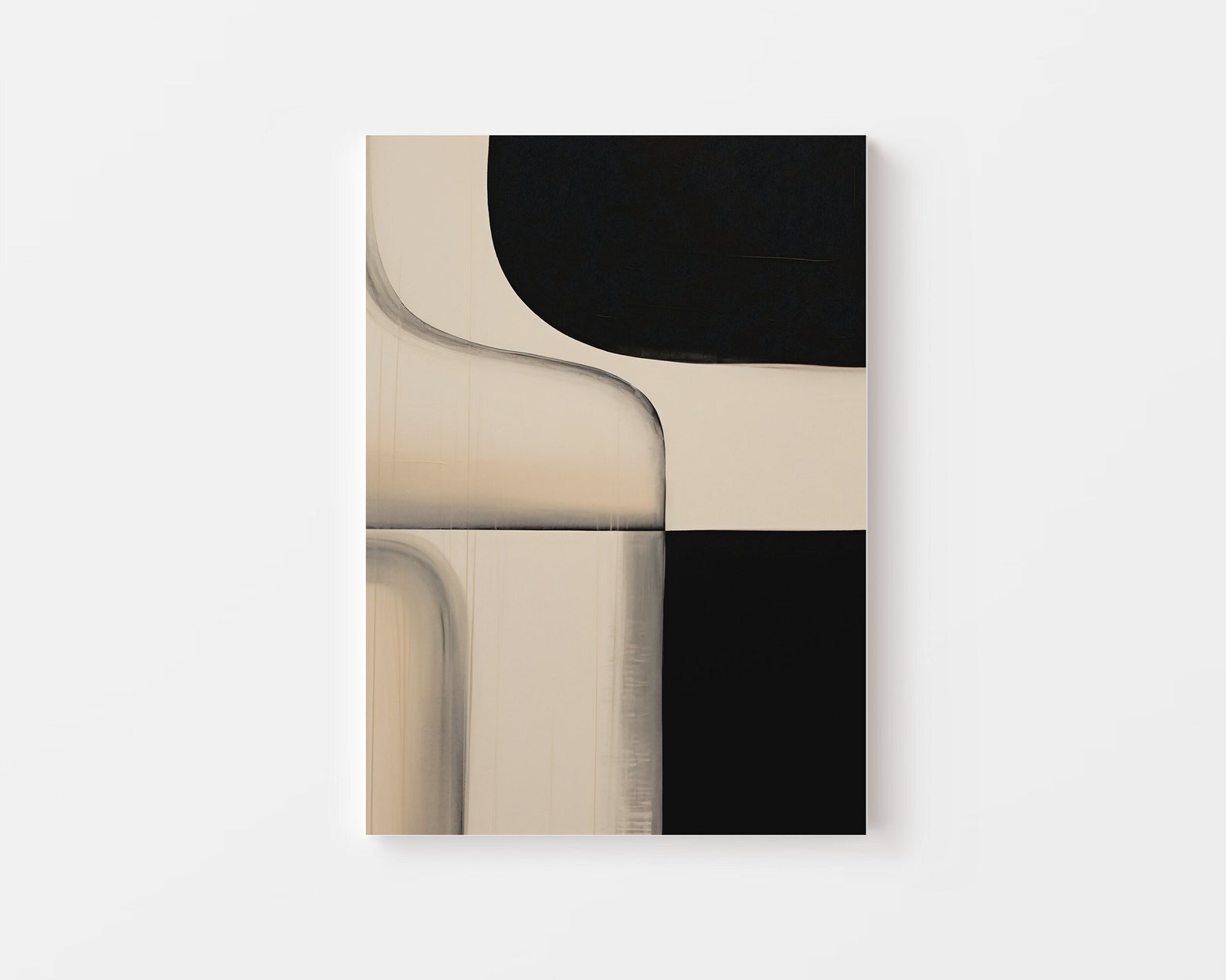 Beige Black Abstract Art Print: Minimalist Home Decor, Geometric ...