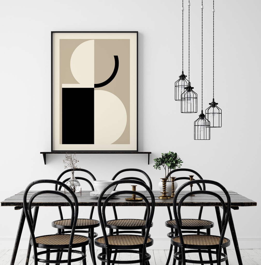 Modern Neutral Bauhaus Wall Art Print Minimalist Neutral Colors Poster ...