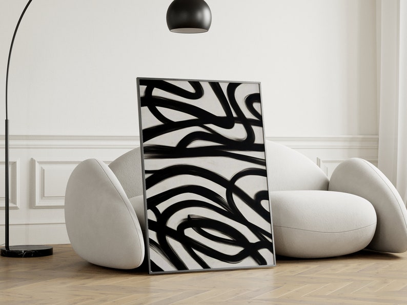 PRINTABLE Black and White Wall Art Print Abstract Poster - Etsy