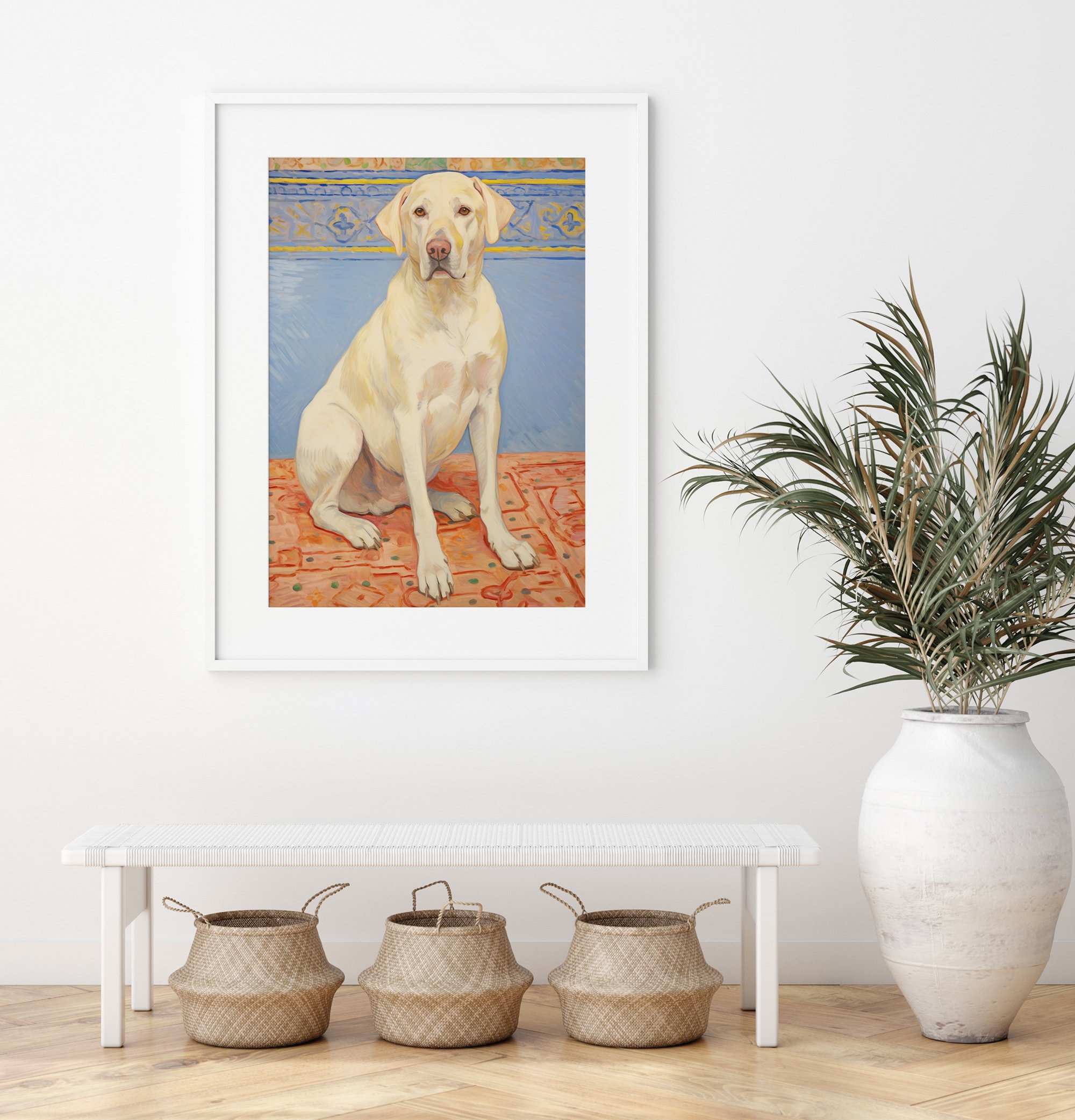 White Labrador Wall Art Print, Dog Painting, Labrador Portrait, Animal ...