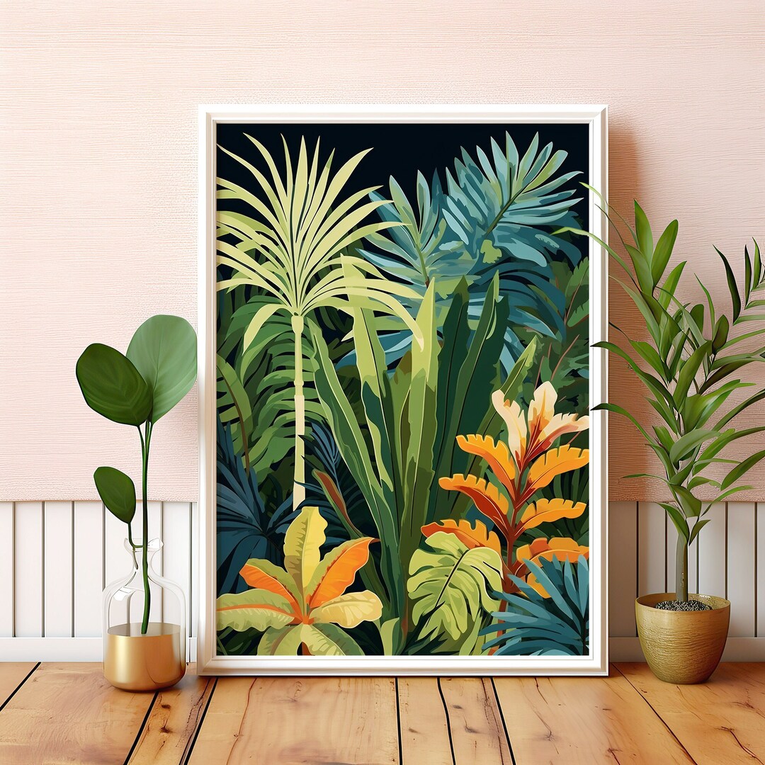 Boho Wall Art Botanical Print Green Tropical Leaves Wall Decor Plants ...