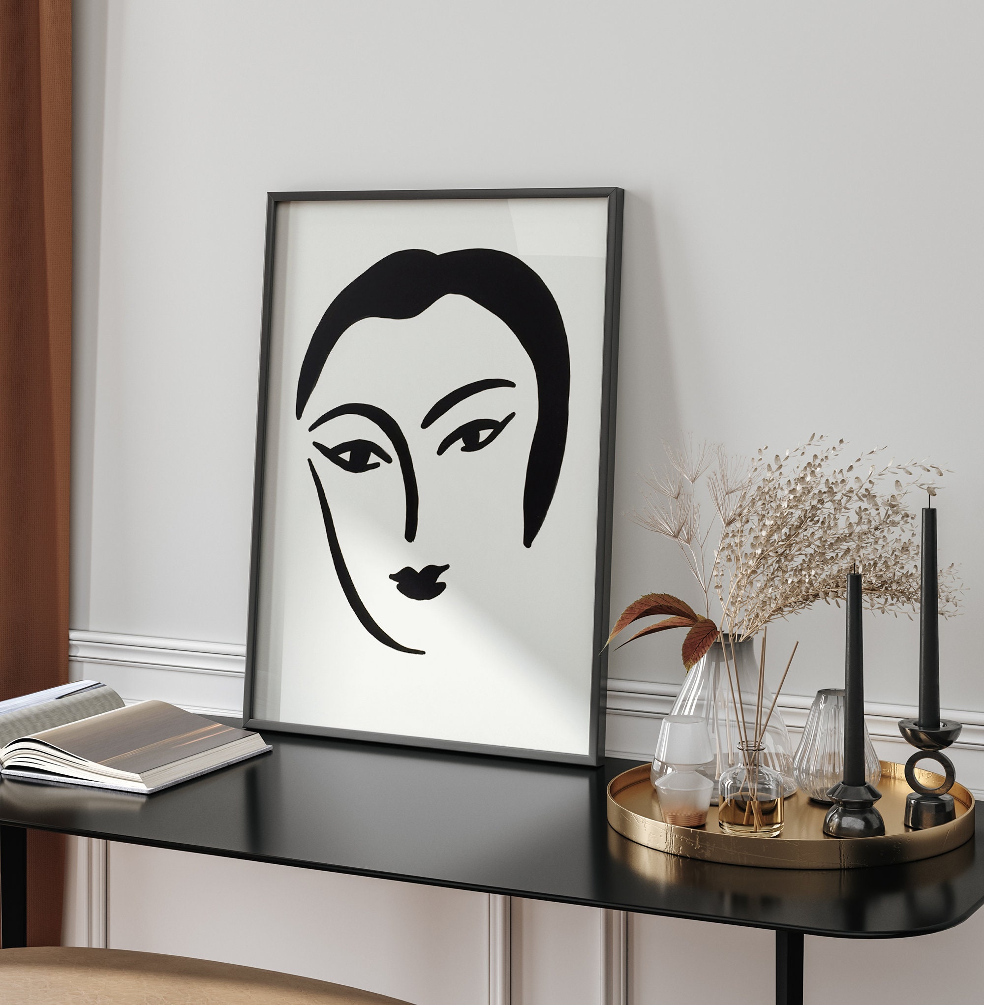 PRINTABLE Henri Matisse Woman Portrait Wall Art, Black and White Print ...