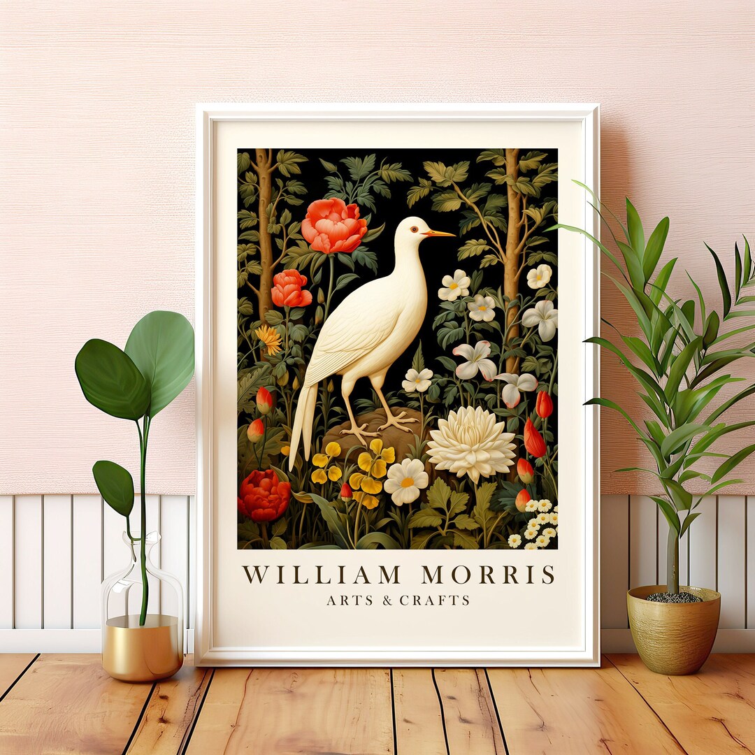 Lámina de William Morris: Arte textil de pájaro blanco, decoración de ...
