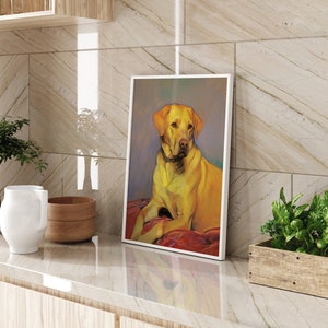 Yellow Labrador Wall Art Print, Dog Painting, Labrador Portrait, Animal ...